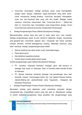 Tipe-tipe strategi, bentuk strategi, perencanaan strategi, Formulasi ...