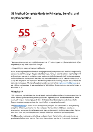 5S Method Complete Guide to Principles, Benefits, and Implementation | PDF