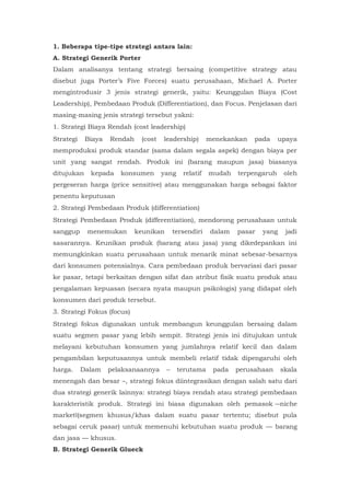 5, sm, maharani gustianingtyas, hapzi ali, strategic management, tipe tipe strategi, bentuk ...