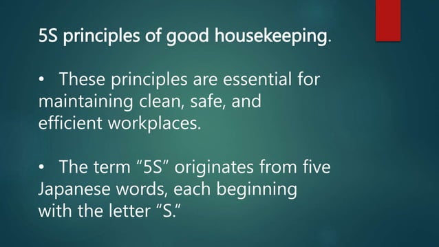 5 S OF GOOD HOUSEKEEPING5 S of housekeeping .pptx | Business and Finance