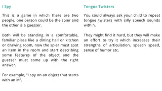 5 speech therapy games for home practice | PDF