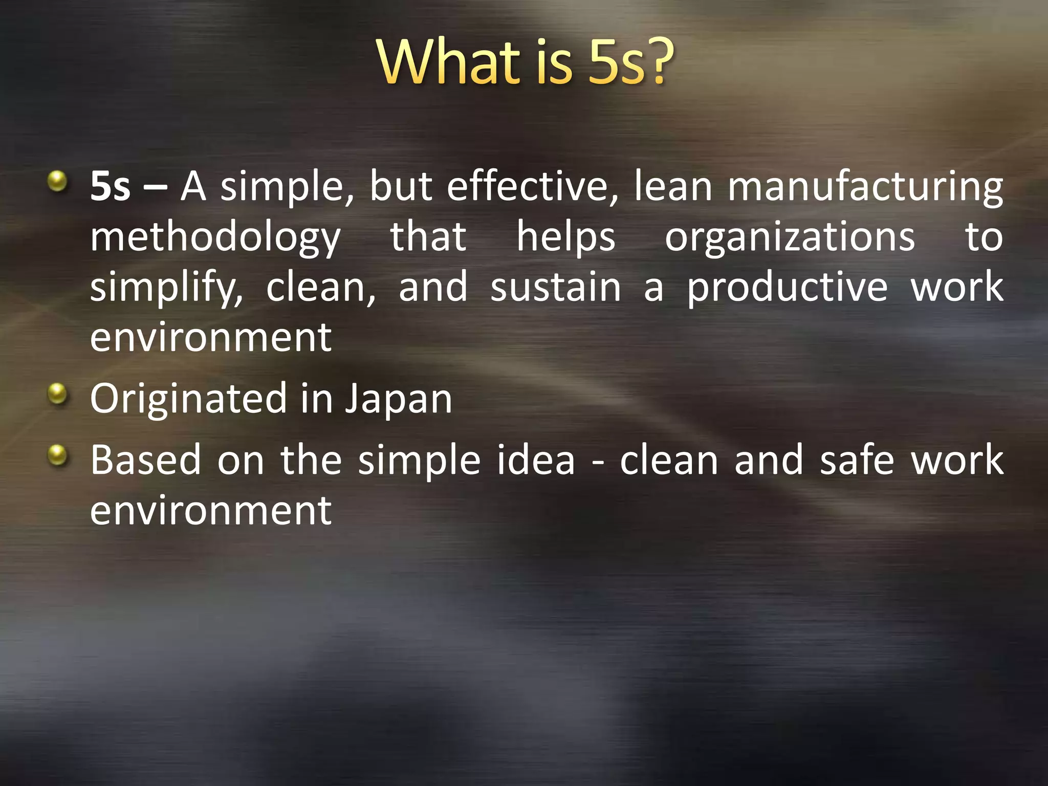 5S - Lean Manufacturing Methodology | PDF