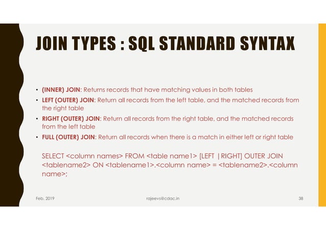 Structured Query Language (SQL) - An Introduction | PPT