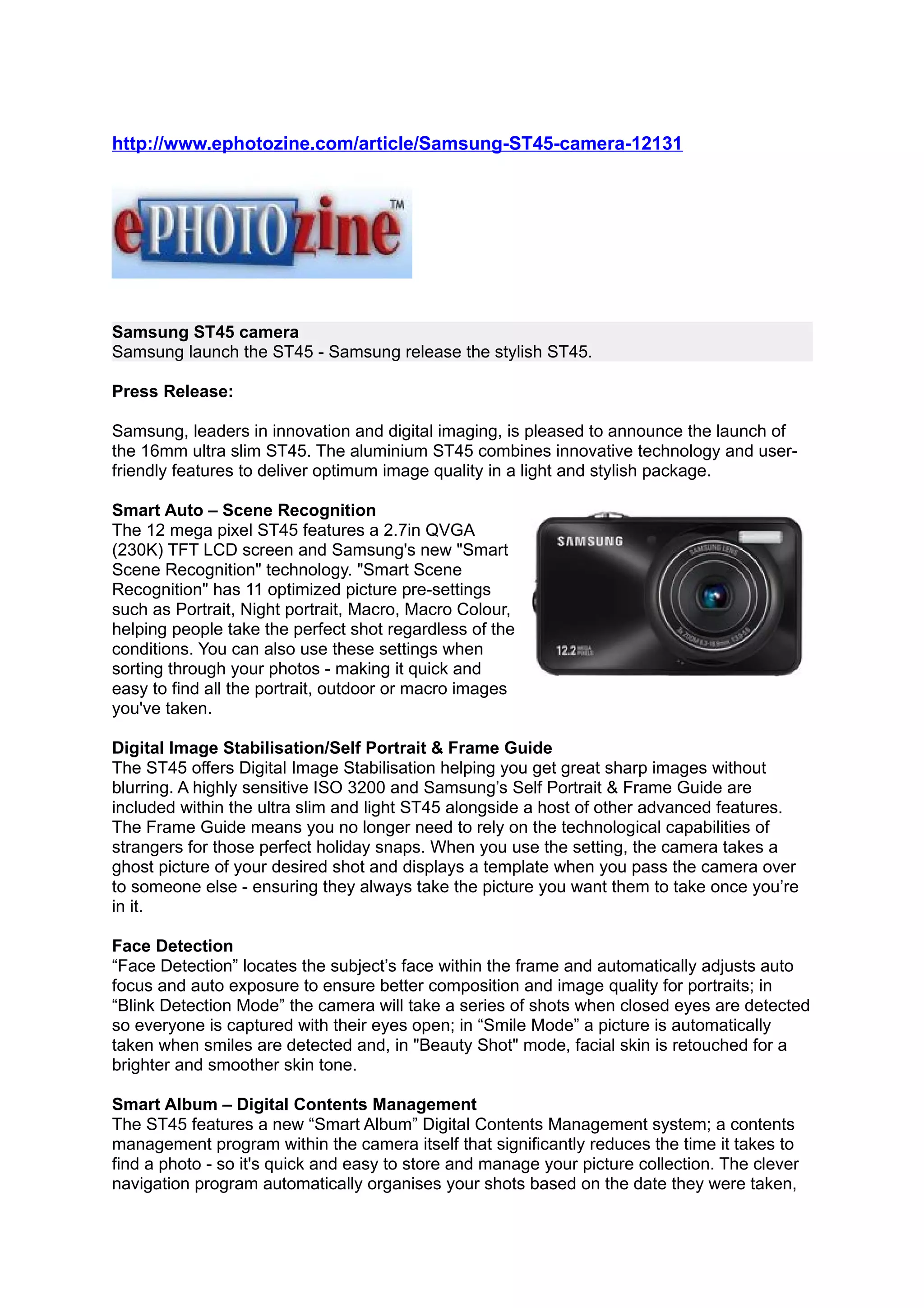 Samsung ST45 camera | DOC