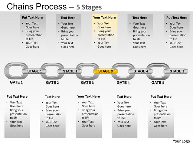 5 stages chain process powerpoint templates | PPT
