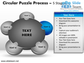 5 stages cycle circular round jigsaw maze piece puzzle process slides ...