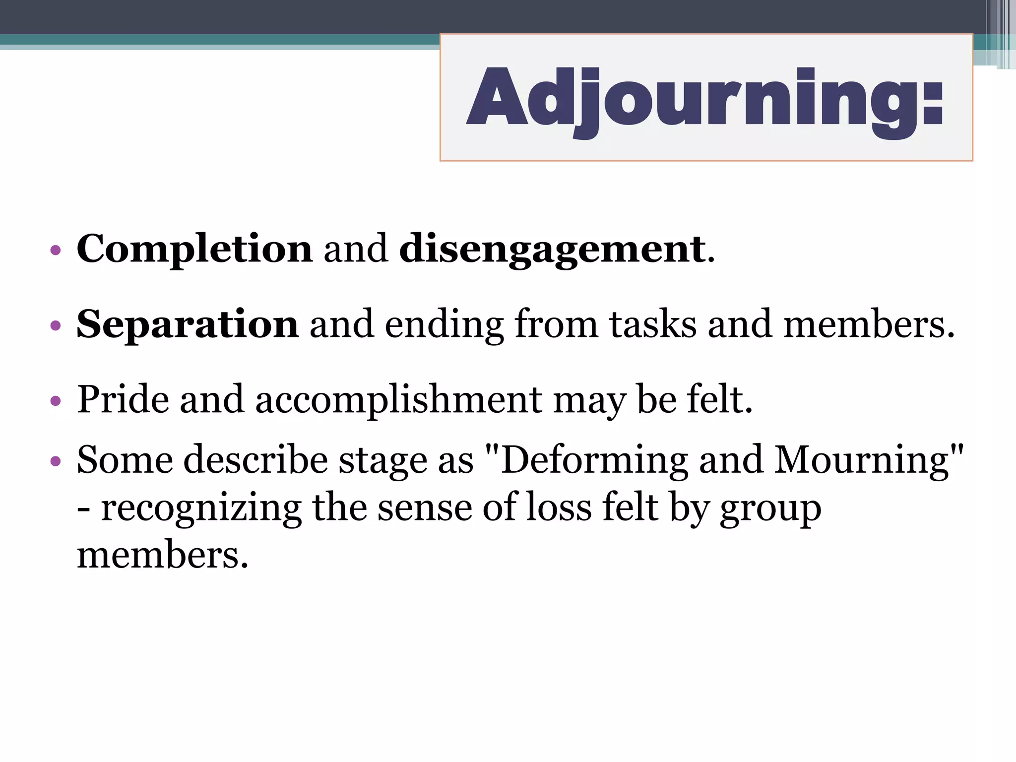 5 stages of group development, norms (tuckman) | PPTX