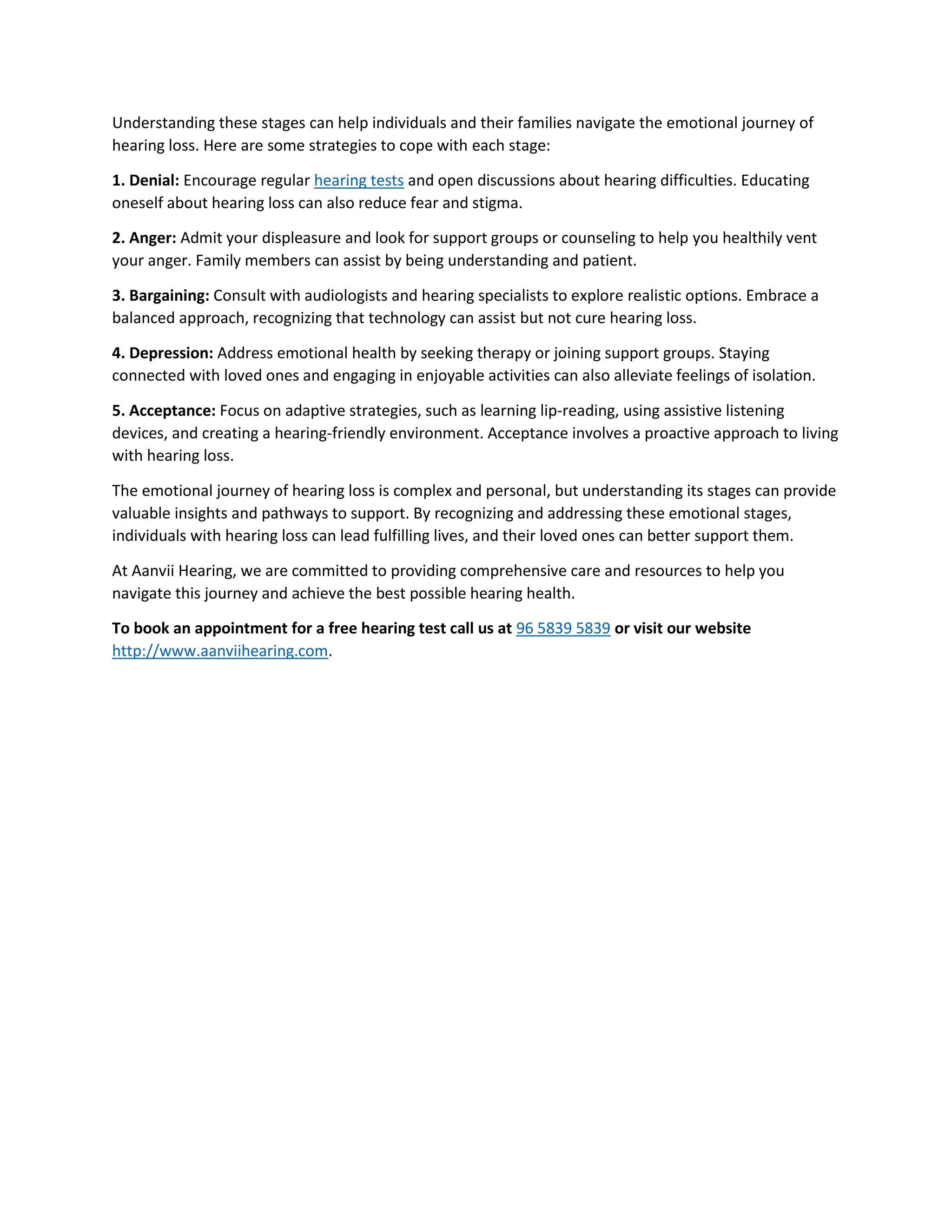 5 Stages of Hearing Loss | Aanvii Hearing | PDF