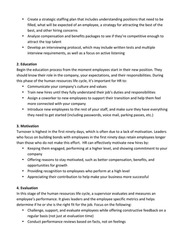 5 Stages of the Human Resources Life Cycle in Need of Improvement | PDF