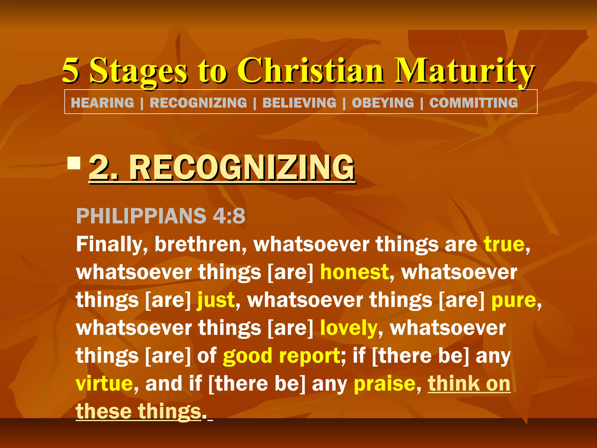 5 Stages To Christian Maturity | PPT