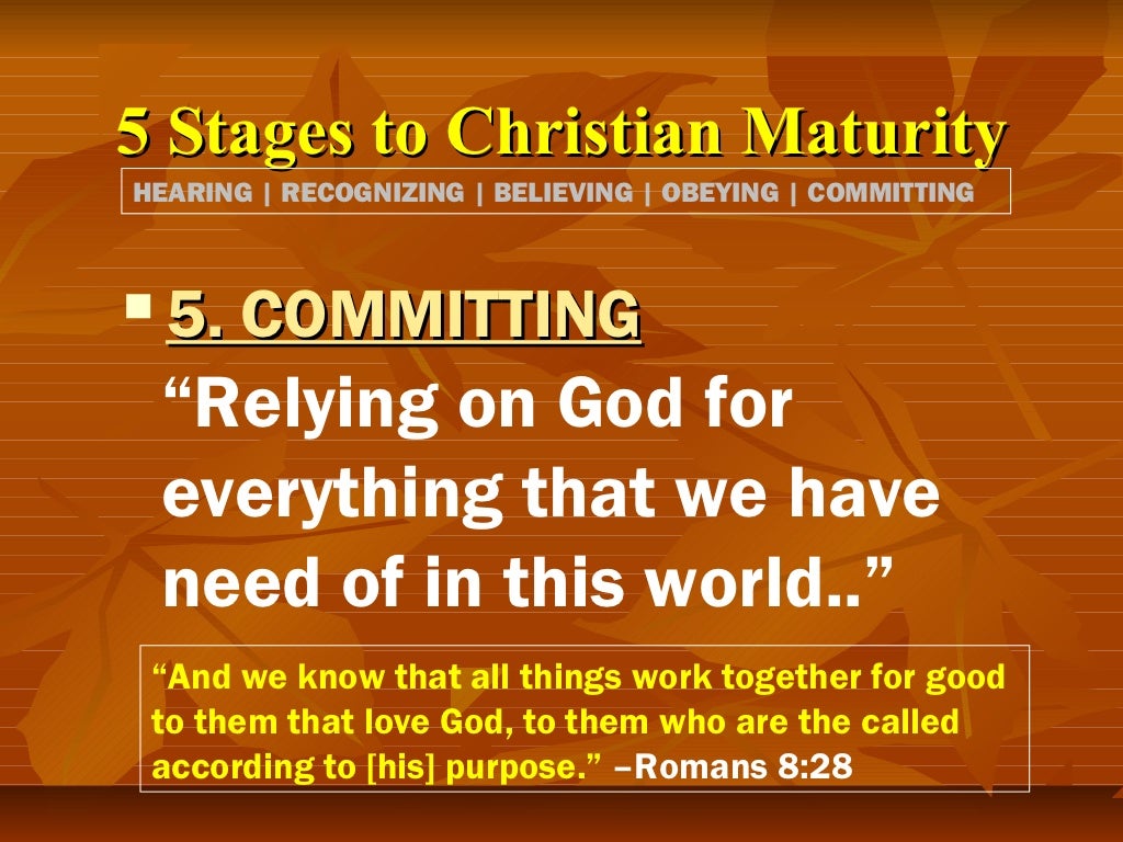 5 Stages To Christian Maturity