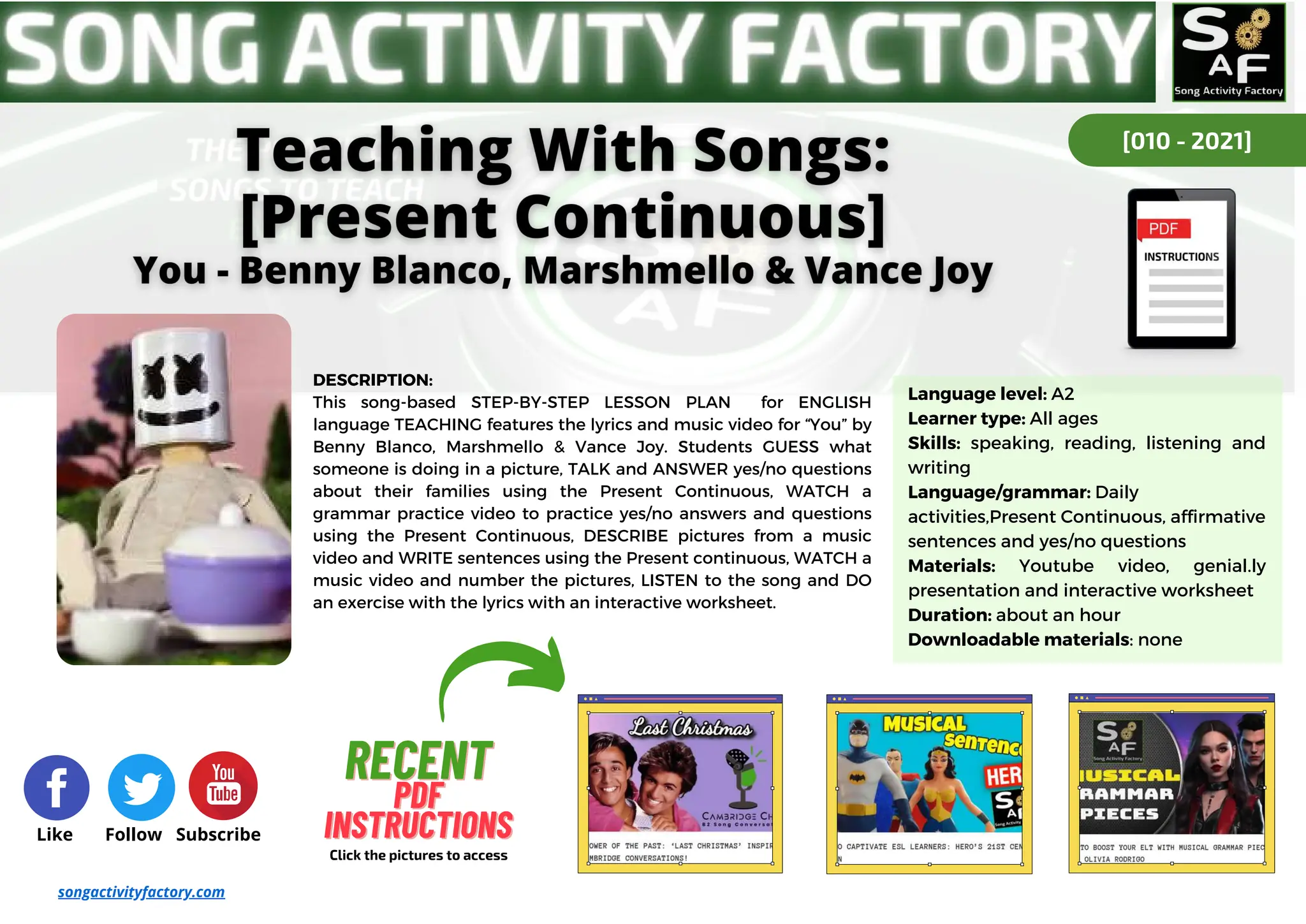 TEACHING WITH SONGS: YOU – BENNY BLANCO, MARSHMELLO & VANCE JOY ...
