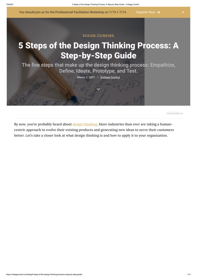 5 steps of the design thinking process a step by-step guide + voltage ...