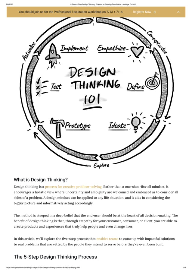 5 steps of the design thinking process a step by-step guide + voltage ...