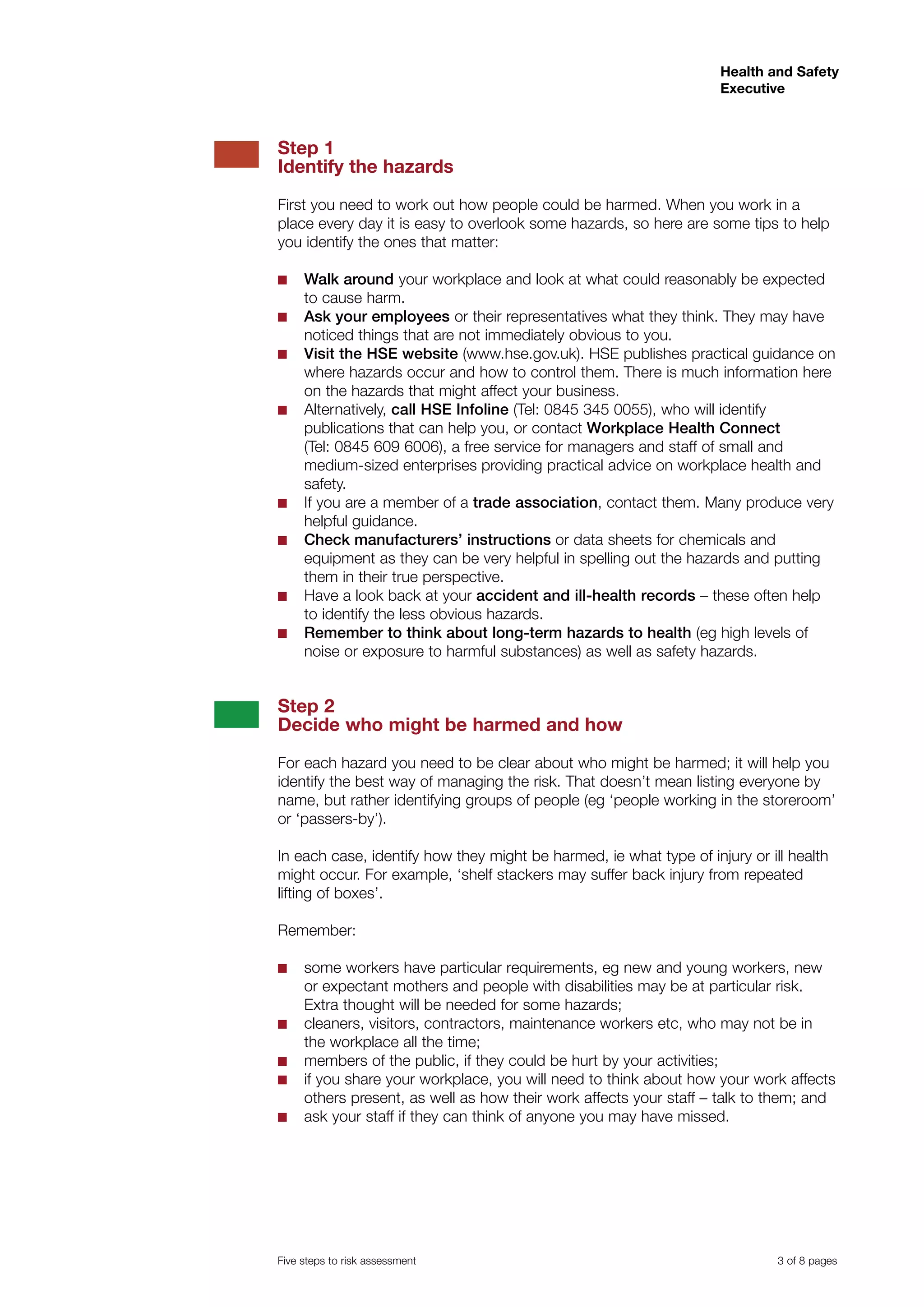 5 steps risk assessment | PDF