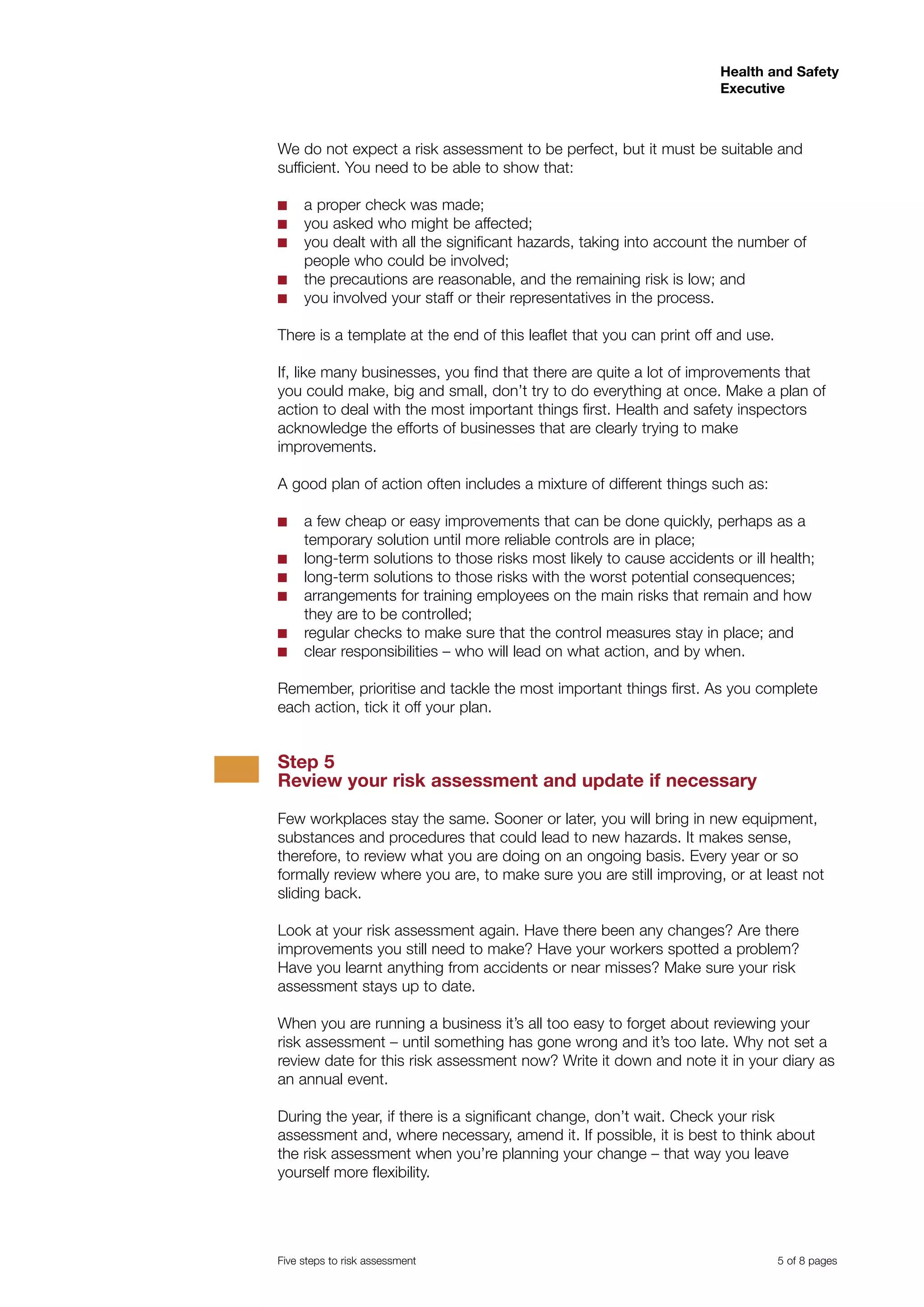 5 steps risk assessment | PDF