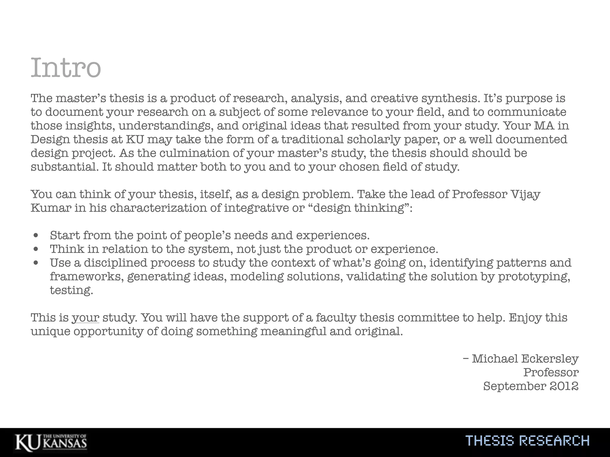 Five Steps To a Great Master’s Design Thesis 2.0 | PDF