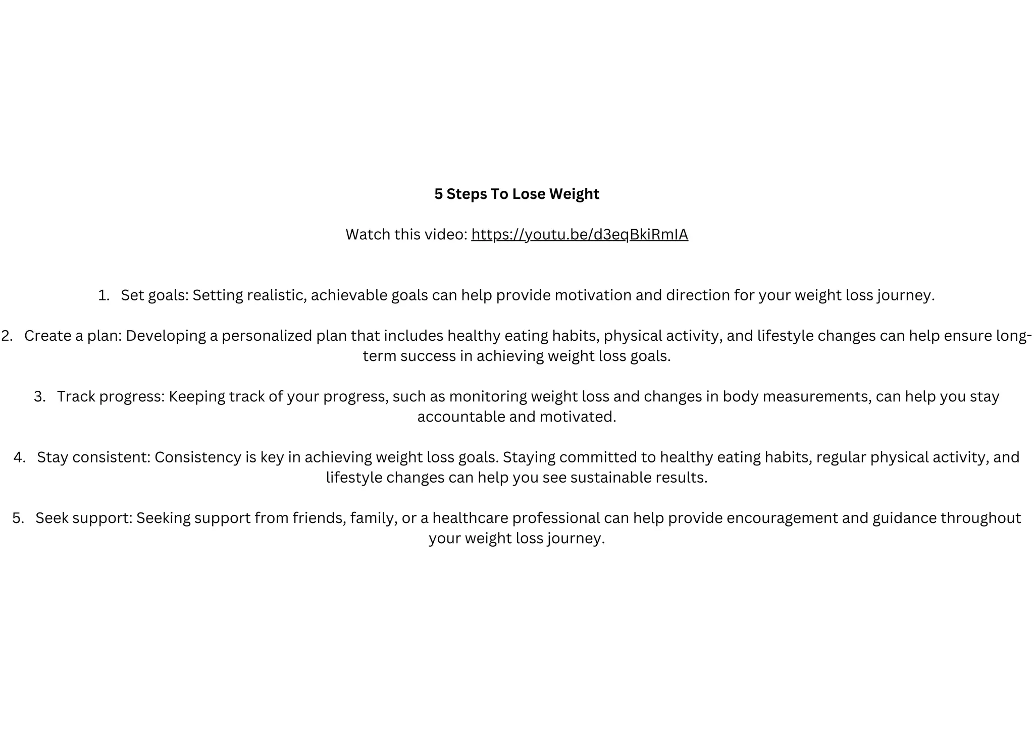 5 Steps To Lose Weight | PDF