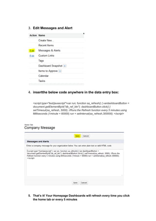 5 Steps to Auto Refresh Dashboard Data Using Salesforce.com