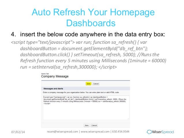 5 Steps to Auto Refresh Dashboard Data Using Salesforce.com