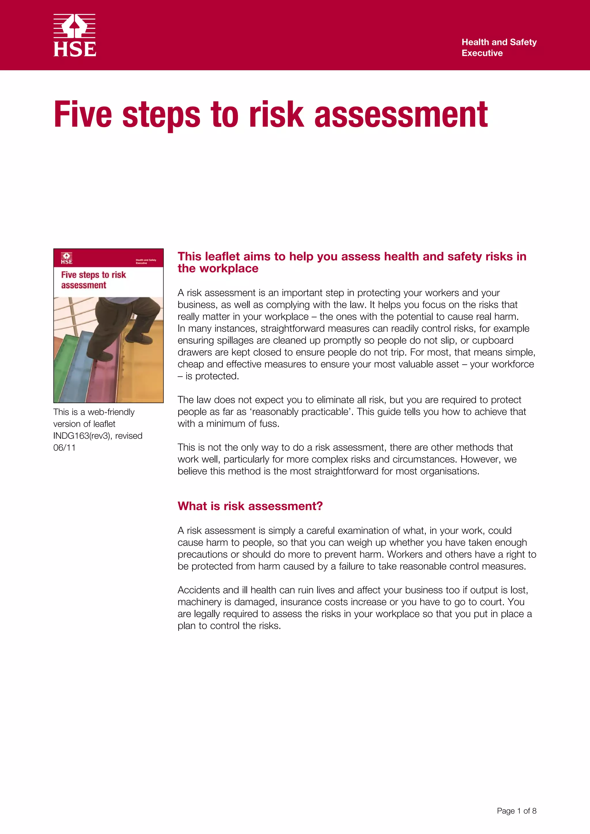 5steps to risk assessment | PDF | First Aid | Injuries
