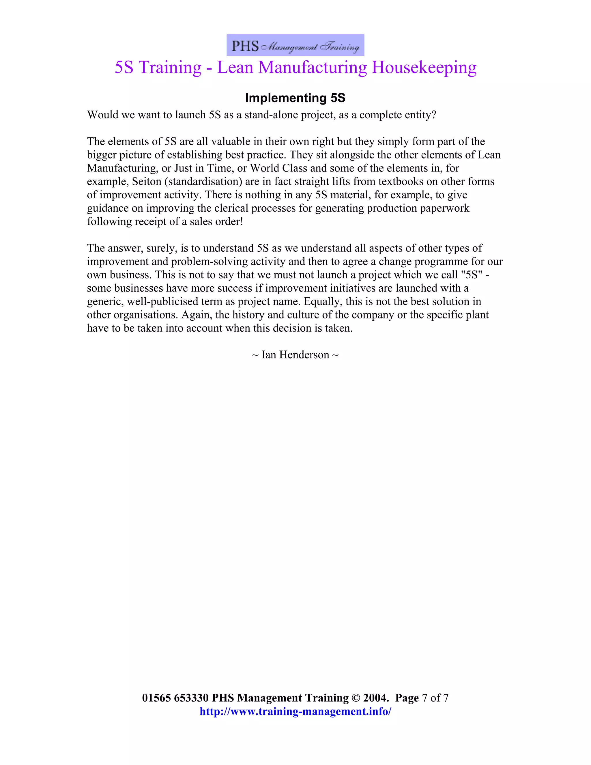 5s training | PDF