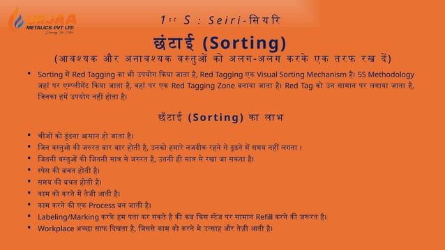 5'S Training at workplace presentation in Hindi | PPTX