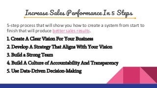 Desmond Brifu Shared 5 Ways To Improve Your Sales Performance | PPT