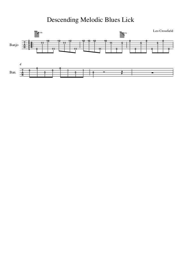 5 string banjo descending blues lick