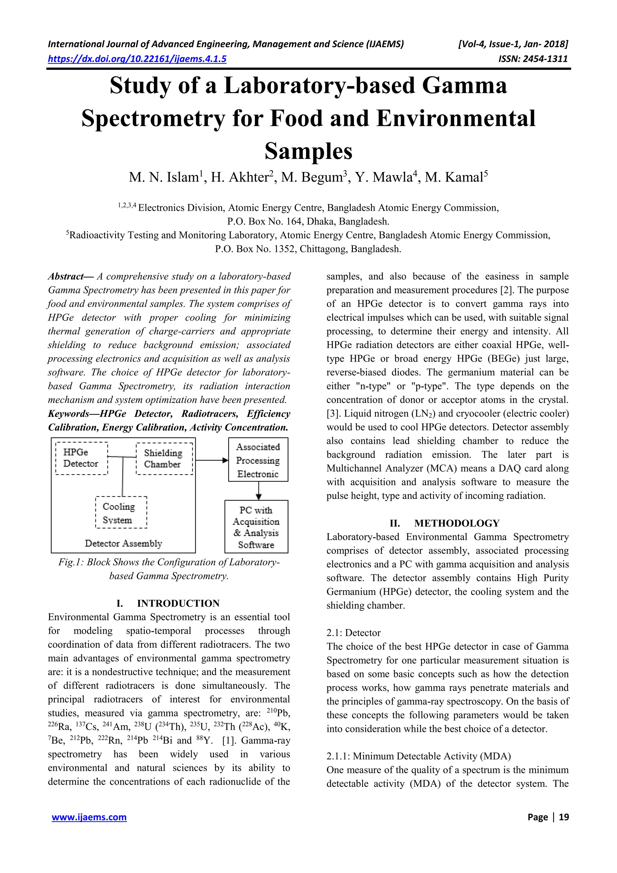 Study of a Laboratory-based Gamma Spectrometry for Food and ...