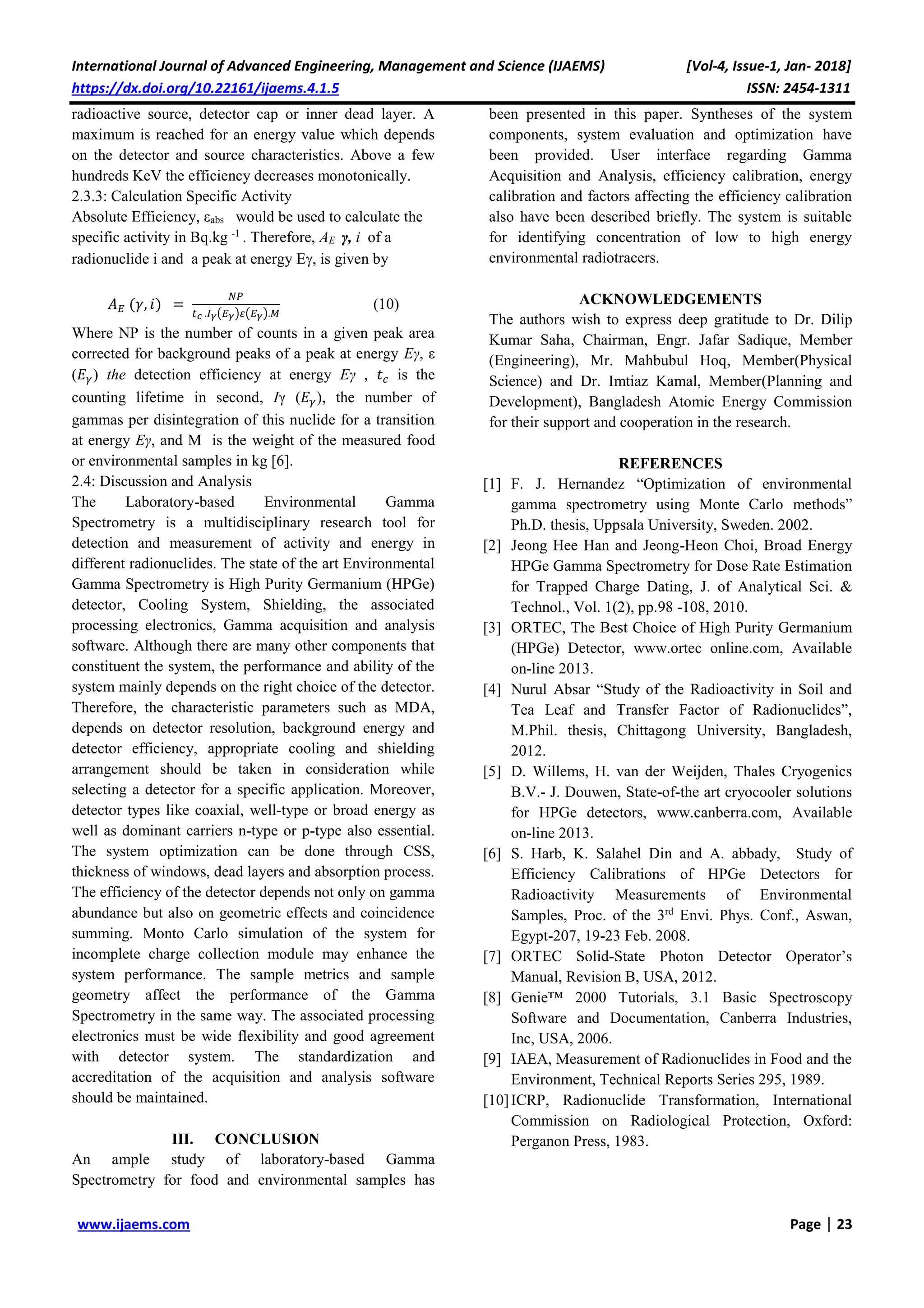Study of a Laboratory-based Gamma Spectrometry for Food and Environmental Samples | PDF