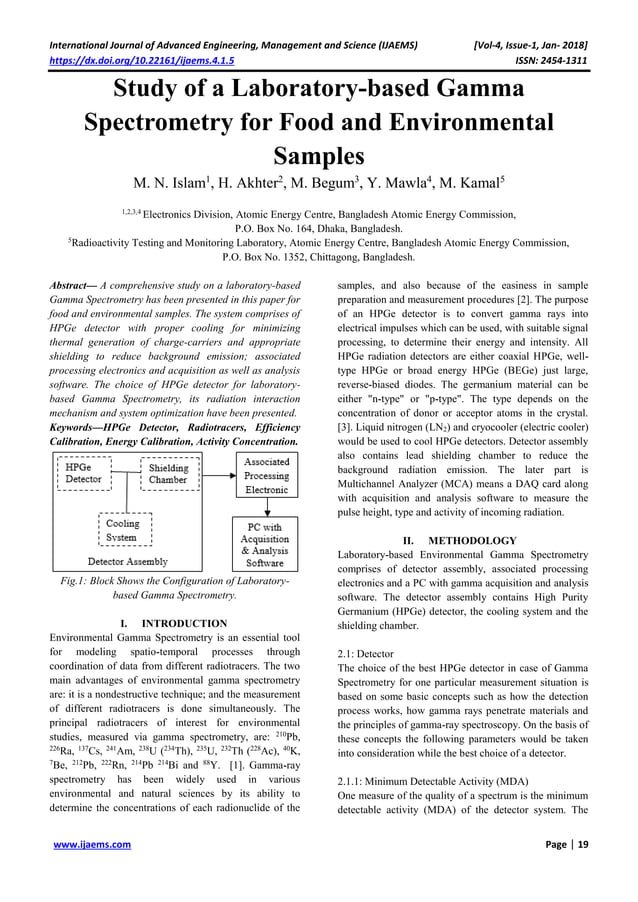 Study of a Laboratory-based Gamma Spectrometry for Food and ...