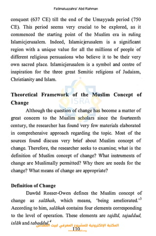 Political, Social and Religious Changes in Islamicjerusalem from the ...