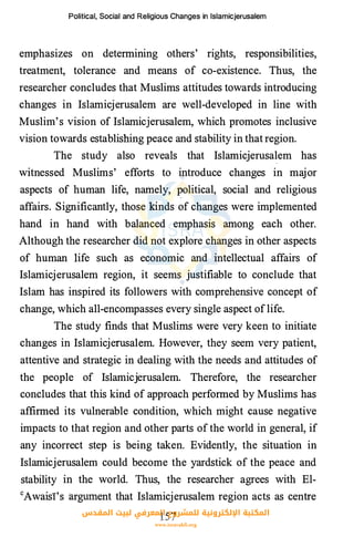 Political, Social and Religious Changes in Islamicjerusalem from the ...