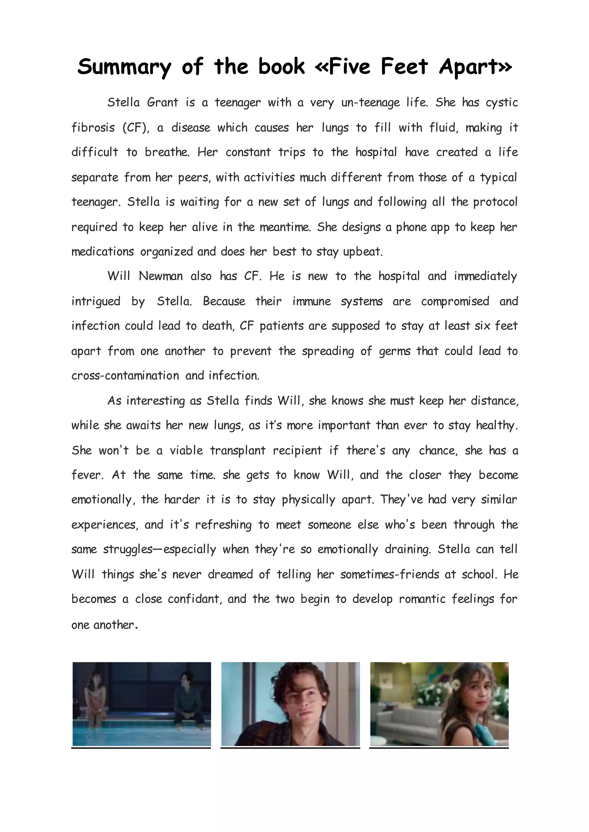 FIVE FEET APART - Summary -RRR- CS Summary | DOCX