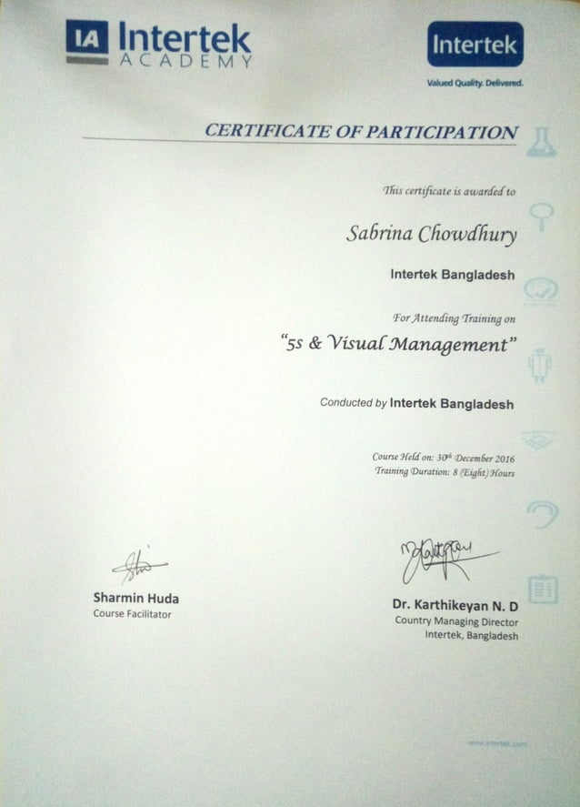 5 s & Visual management training-iAcademy @Intertek | PDF