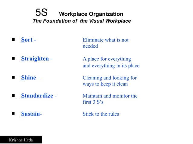 5S Workshop &Visual management - Krishna Heda | PPT