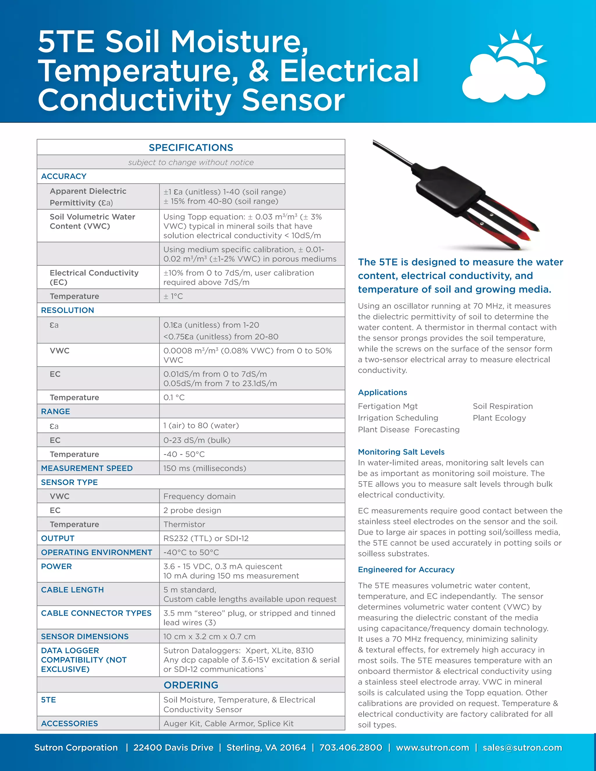 5 te soil moisture temp sensor datasheet | PDF
