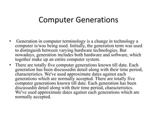 GENERATION OF COMPUTER | PPTX | Computing | Technology & Computing