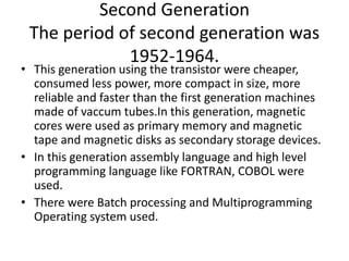 GENERATION OF COMPUTER | PPTX | Computing | Technology & Computing