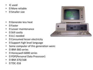 GENERATION OF COMPUTER | PPTX | Computing | Technology & Computing
