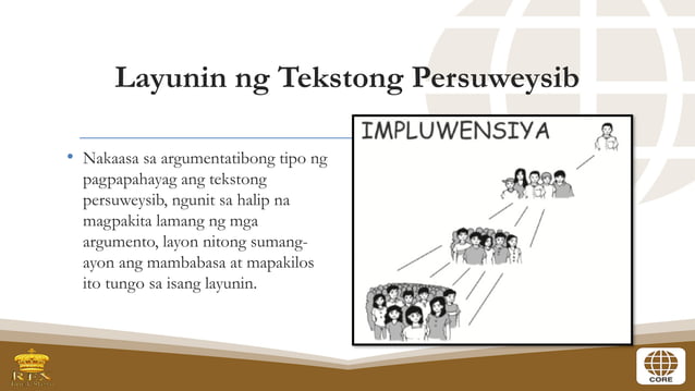Komunikasyon at Pananaliksik Lesson 5: Tekstong Persweysib | PPTX