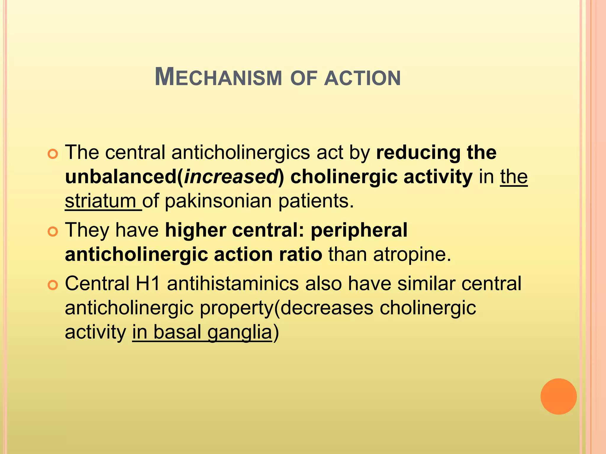 Central Anticholinergics in the treatment of parkinson's disease | PPT