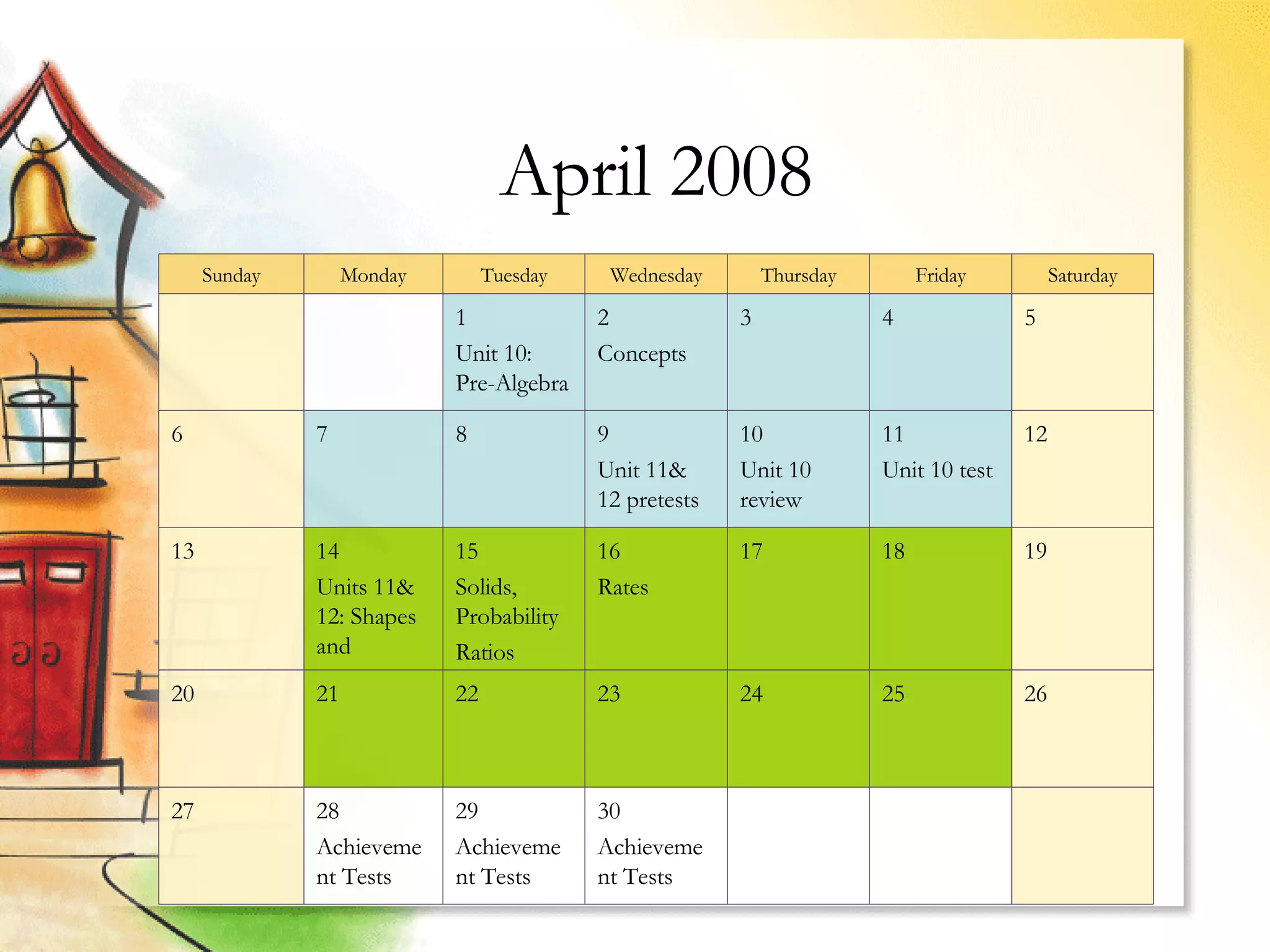 5th Grade Math Calendar2007-2008 | PPT