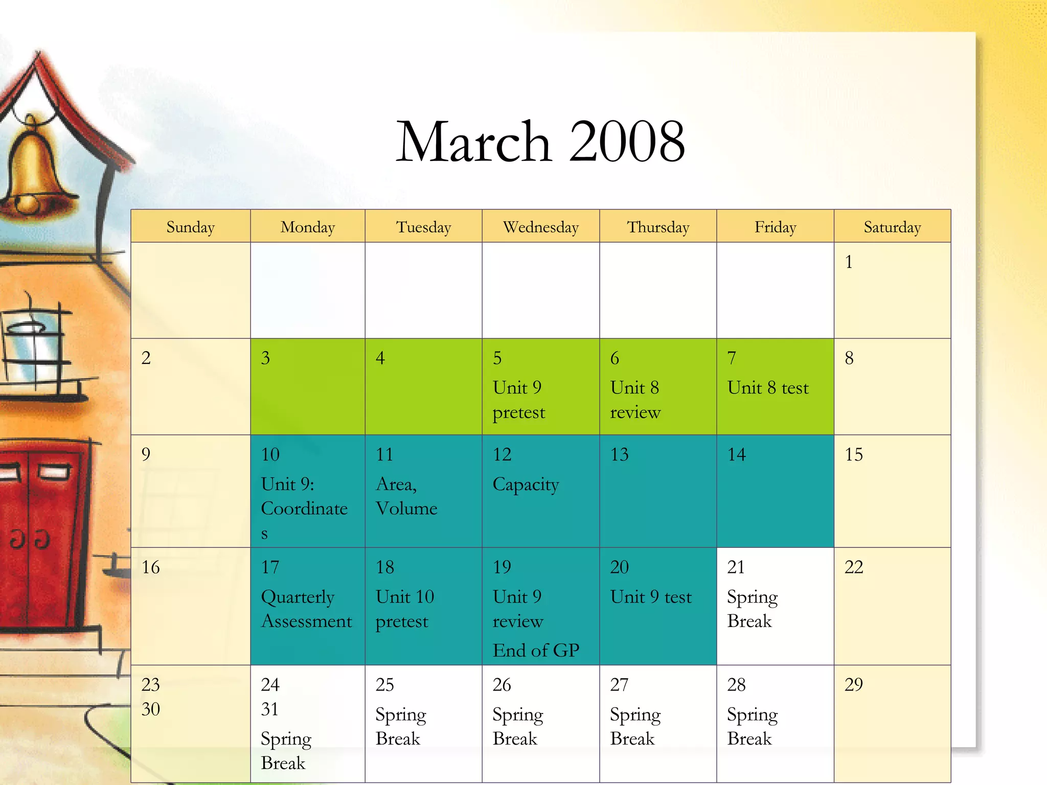 5th Grade Math Calendar2007-2008 | PPT