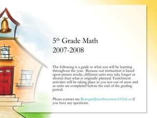 5th Grade Math Calendar2007-2008 | PPT