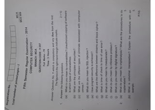 BPUT MCA 5th Sem 2014 | PDF