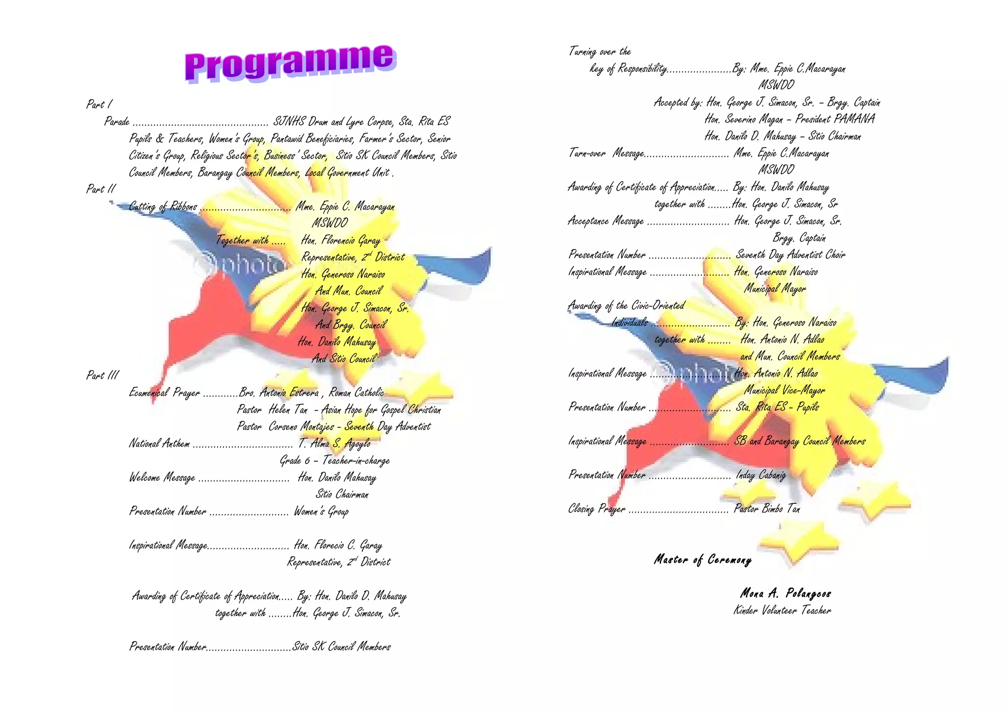 5th araw ng Sitio Sta. Rita - PROGRAM | DOC