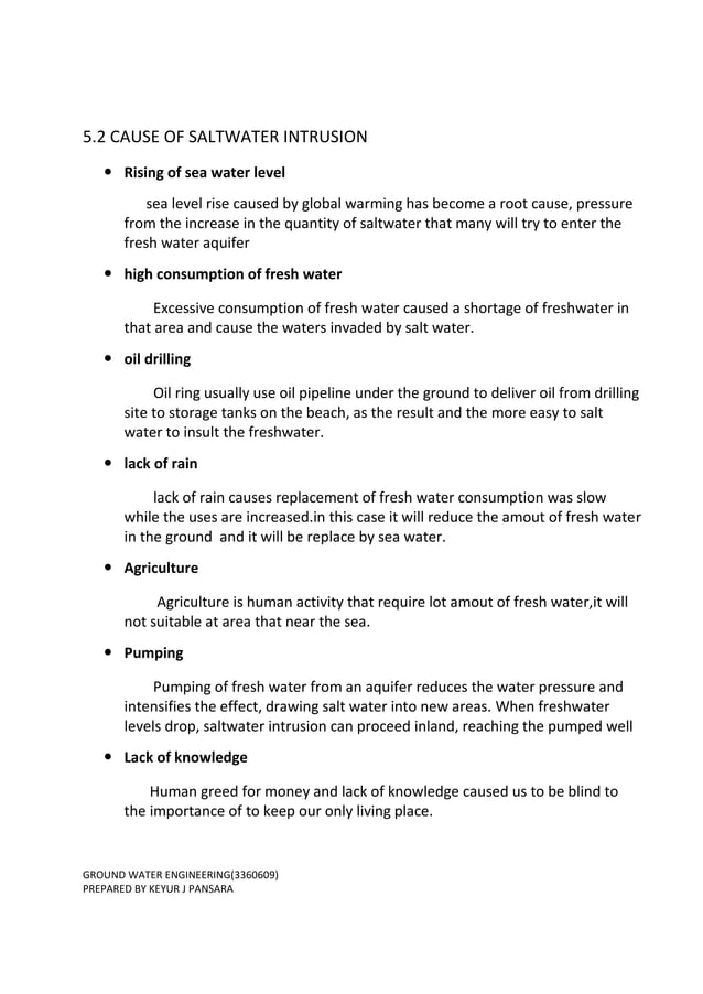 Sea Water Intrusion | PDF | Geology | Science
