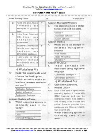5th class computer notes | PDF